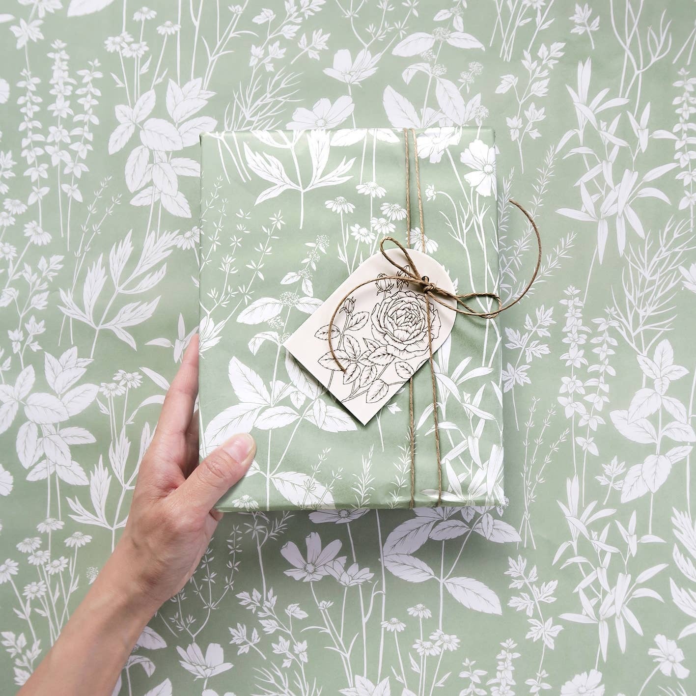 Typoflora - Tissue Paper - Herbs in Sage: 4 Sheet Pack | Mayhem Gifts